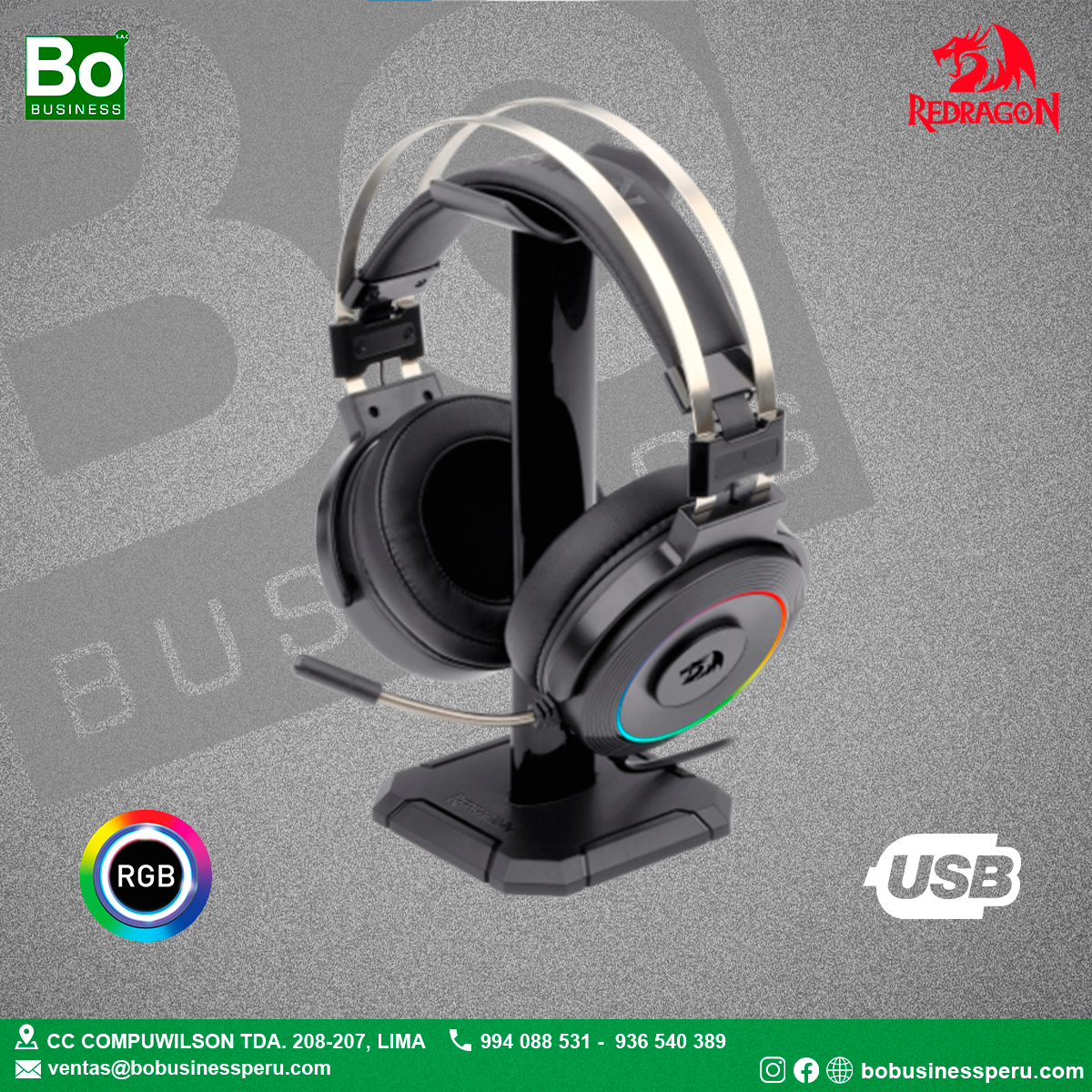AUDIFONO REDRAGON LAMIA CON STAND H320 RGB - Bo Business