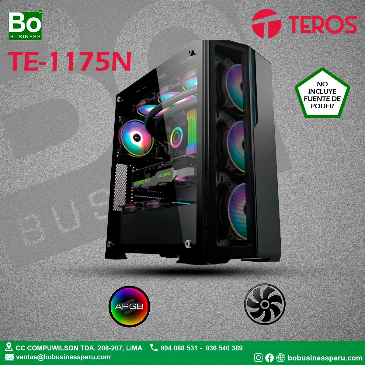 CASE GAMER TEROS TE-1175N MID TOWER NEGRO USB 3.0 USB 2.0 AUDIO - Bo ...
