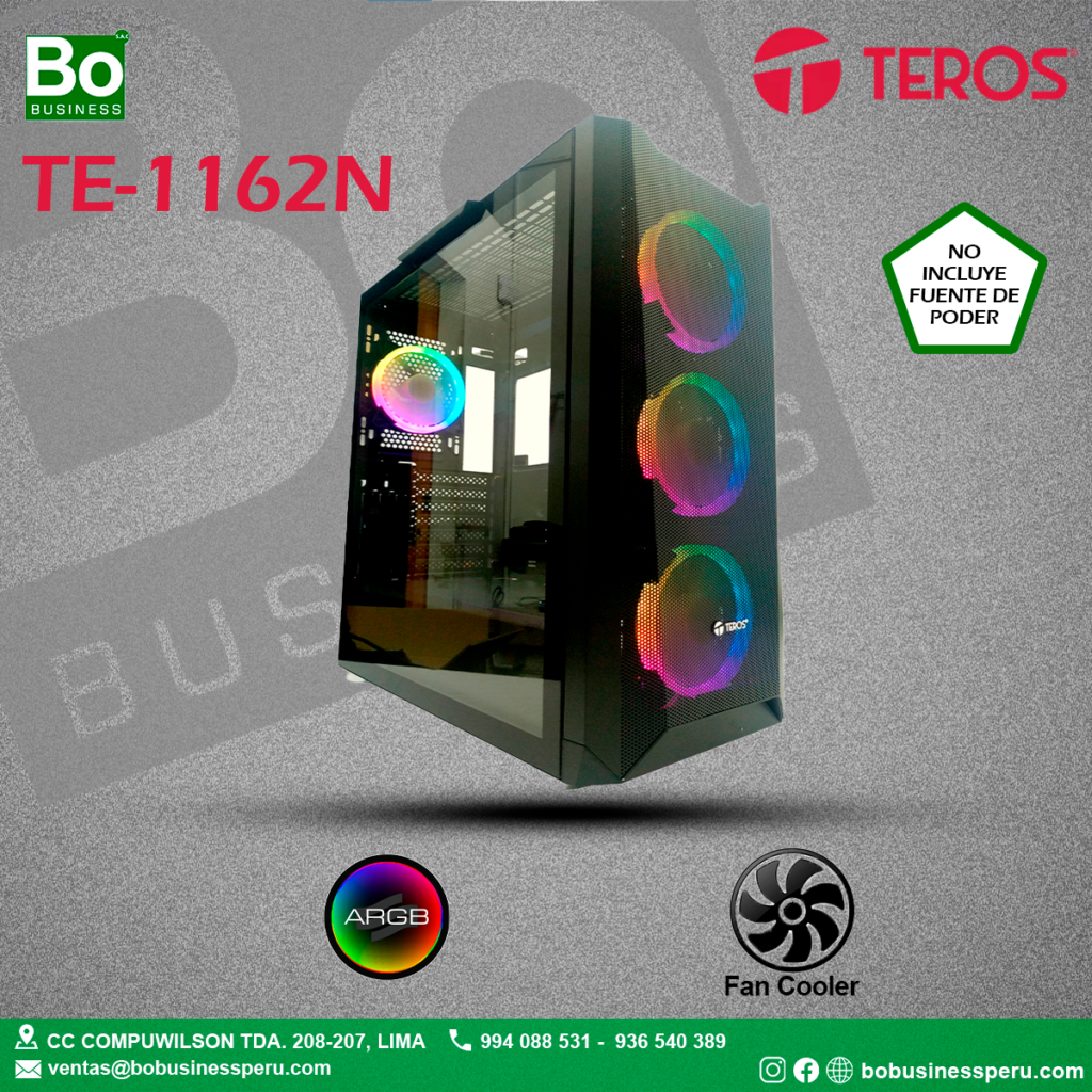 CASE GAMER TEROS TE-1162N, MID TOWER, NEGRO, USB 3.0, USB 2.0, AUDIO ...