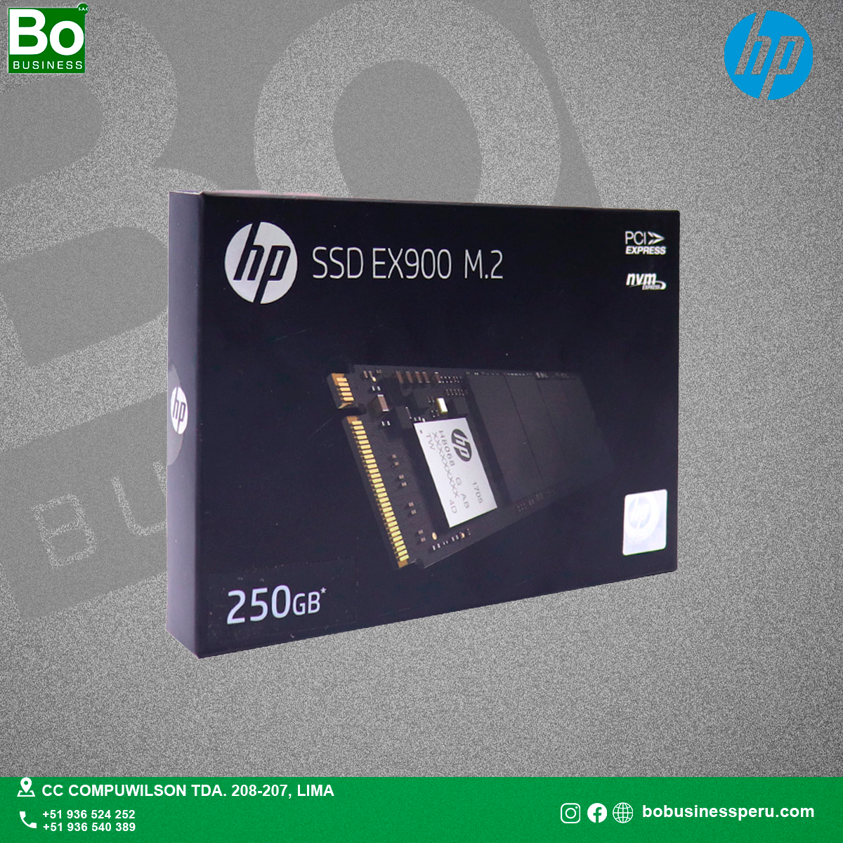 SSD NVME HP EX900 250GB M.2 2280 PCIE GEN 3X4 NVME 1.3 - Bo Business